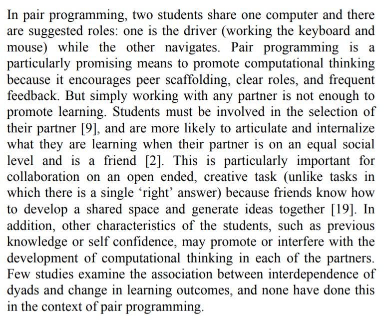 Pair Programming in the classroom – Compute Thought